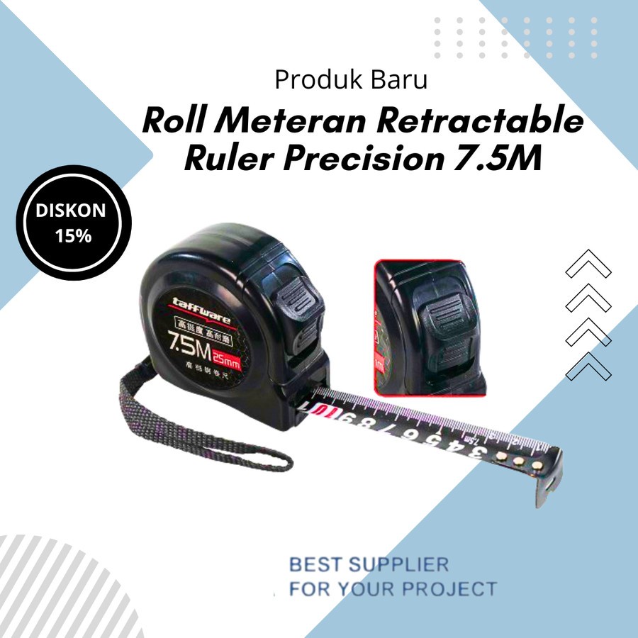 Jual METERAN ROLL 7.5M TAPE MEASURE METERAN TUKANG METERAN KARET 7.5M ...