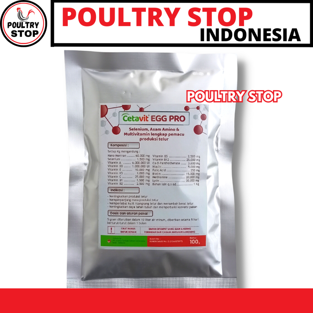 Jual CETAVIT EGG PRO 100 GRAM - Vitamin Ayam Petelur Multivitamin Lengkap Pemacu Produksi Telur ...