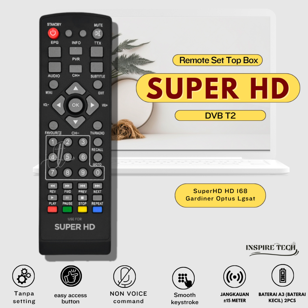 Jual Remot Remote Set Top Box SUPER HD 168 DVB T2 STB (Gardiner Lgsat ...
