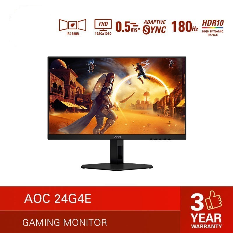 Jual Monitor LED AOC 24G4E Adaptive Sync 23,8" IPS 180Hz FHD 0.5MS ...