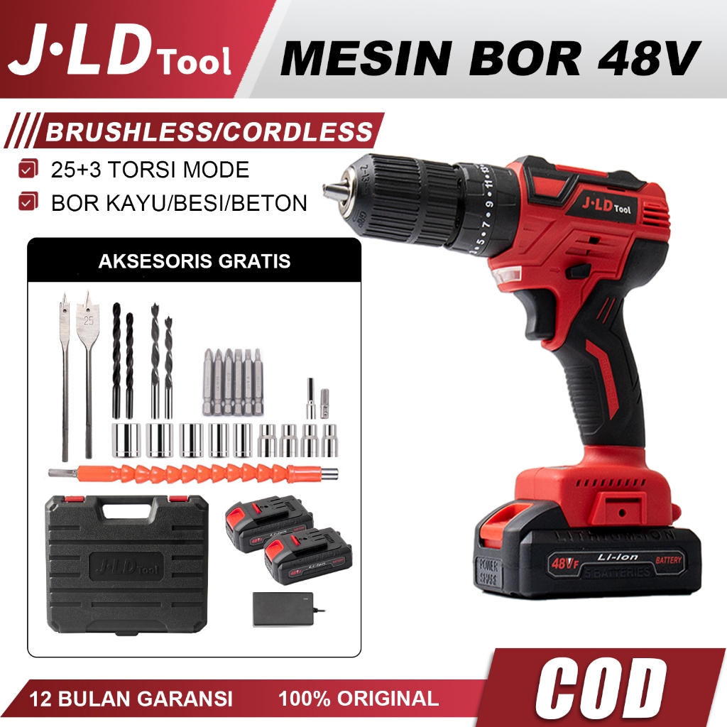 Jual JLD 48Vf Mesin Bor Baterai Brushless Bor Cas jld 2 Batre Case 25+3 ...