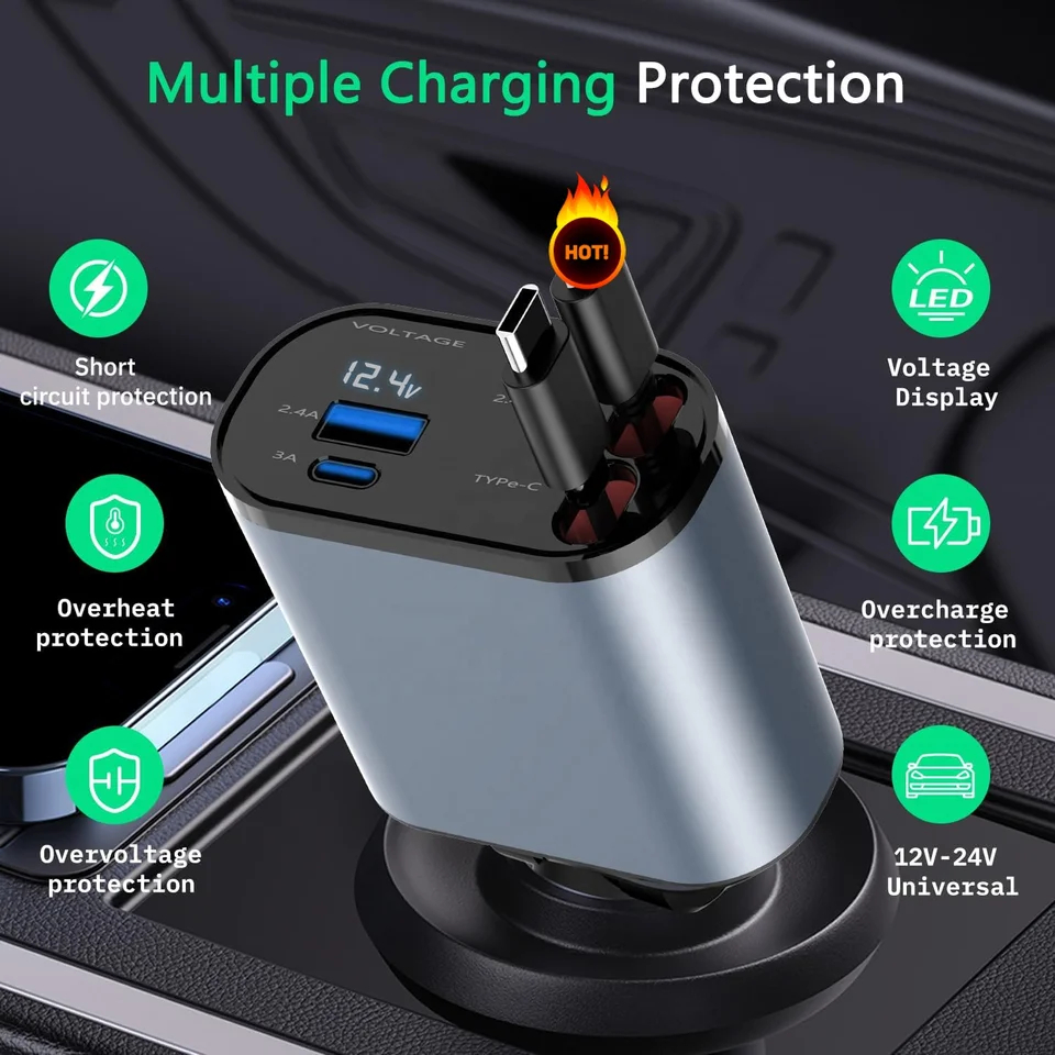 Jual Veloce Car Charger Mobil Charger 4in1 Pengisian Cepat Fast ...