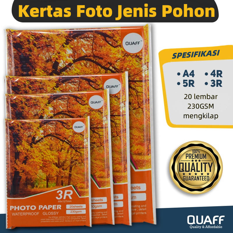 Jual 230GSM GLOSSY KERTAS FOTO 3R/ 4R/ 5R/ A4/ A3 (20 lembar per ...