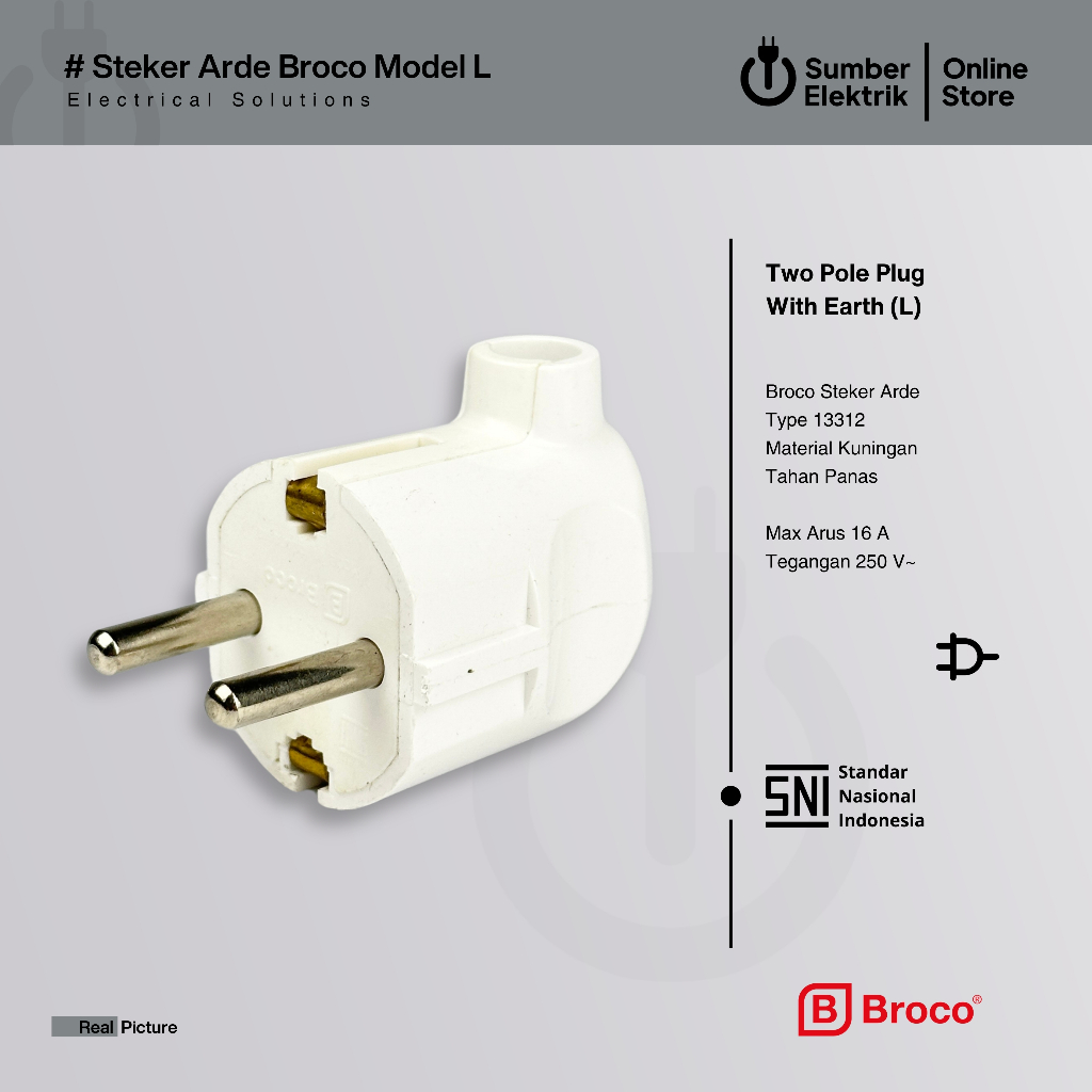 Jual Steker Arde Broco Colokan Listrik Kaki Dua Model L Plug Electric Two With Earth SNI ...