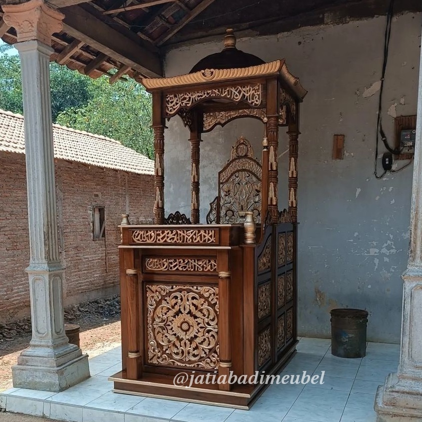 Jual Mimbar Masjid Besar Model Kubah Ukiran Kayu Jati, Podium Mimbar ... Jual Mimbar Masjid Besar Model Kubah Ukiran Kayu Jati, Podium Mimbar ...