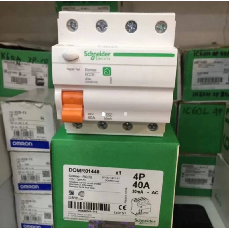 Jual ELCB RCCB New Domae Schneider 4P 25A, 40A, 63A 4 pole domae ...