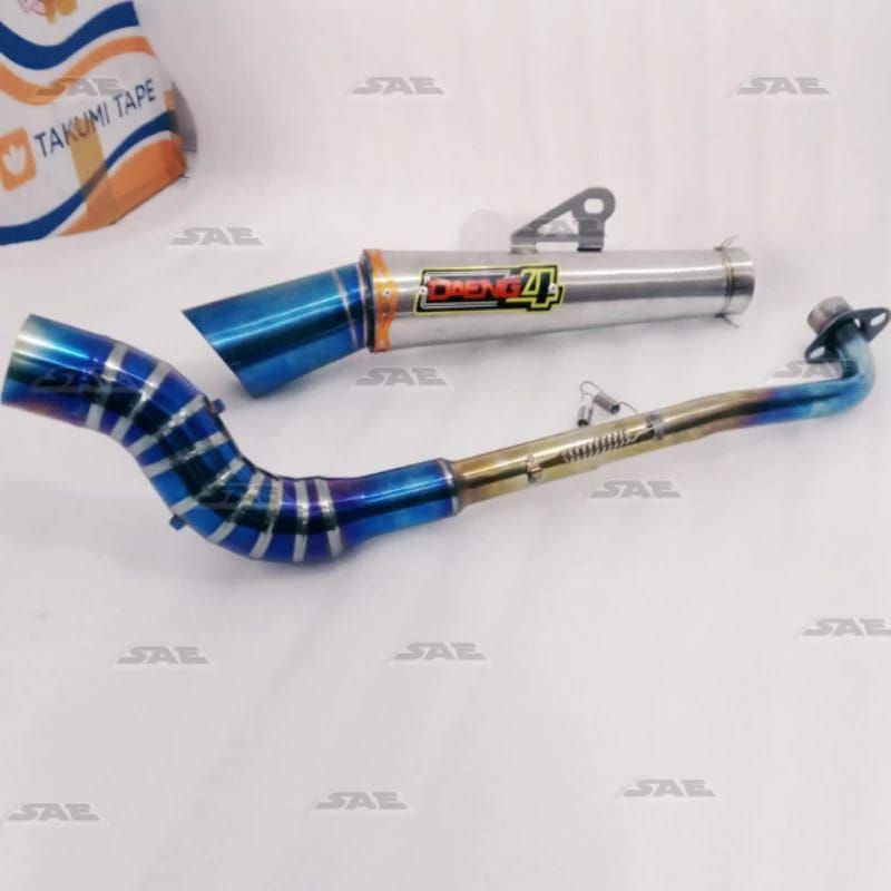 Jual Open pipe canister Daeng sai4 exhaust 1set Big elbow for wave 125 ...