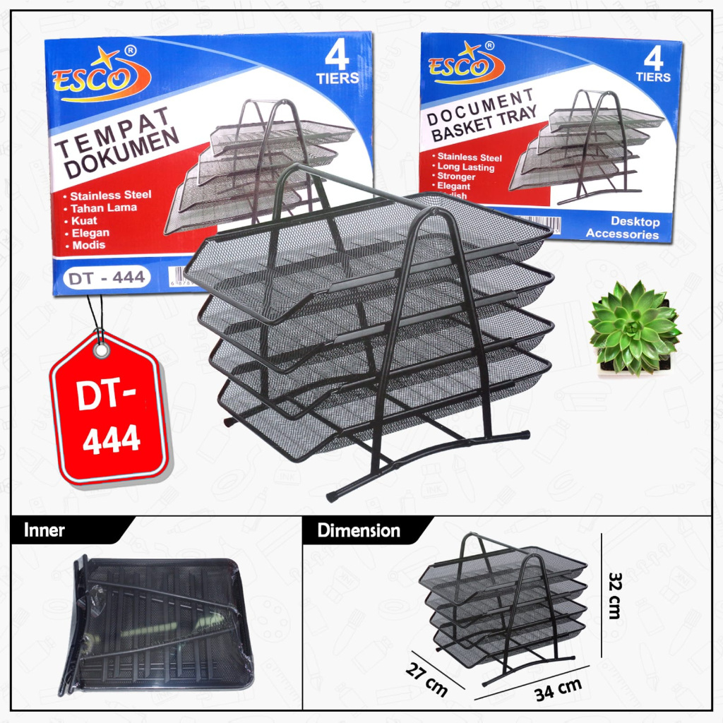 Jual Rak Wadah 4 Susun Esco DT-444 Document Tray 4 Tier | Shopee Indonesia