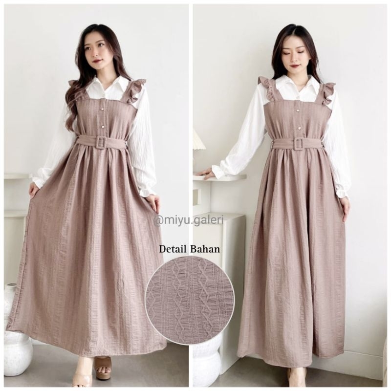 Jual Aecha Gamis Overall Crinkle mix Lady crush motif bunga cey plaid ...