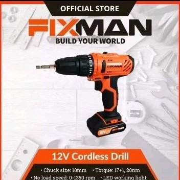 Jual FIXMAN_Cordless impact drill 12v / mesin bor tangan listrik tenaga ...