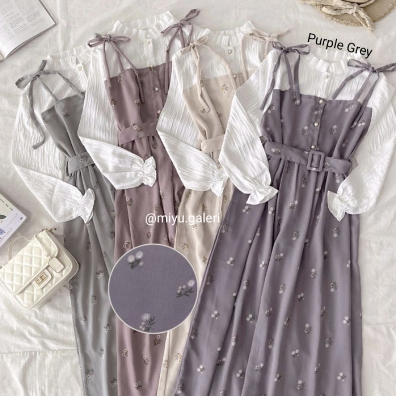 Jual Aecha Gamis Overall Crinkle mix Lady crush motif bunga cey plaid ...