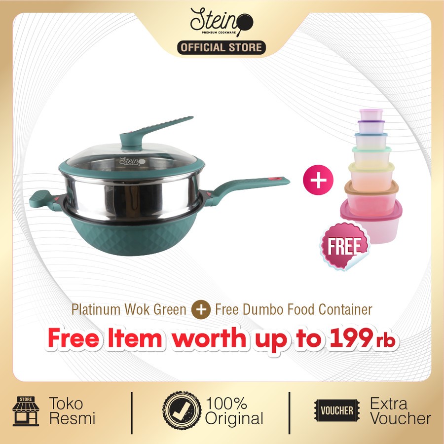 Jual STEIN WOK PLATINUM PRESSURE COOKER FREE STEAMER 32 CM STEINCOOKWARE | Shopee Indonesia