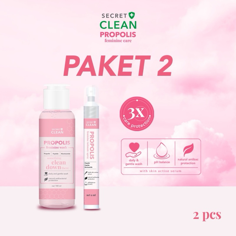 Jual [PAKET2] Secret Clean Propolis Feminine Care Wash & Spray ...