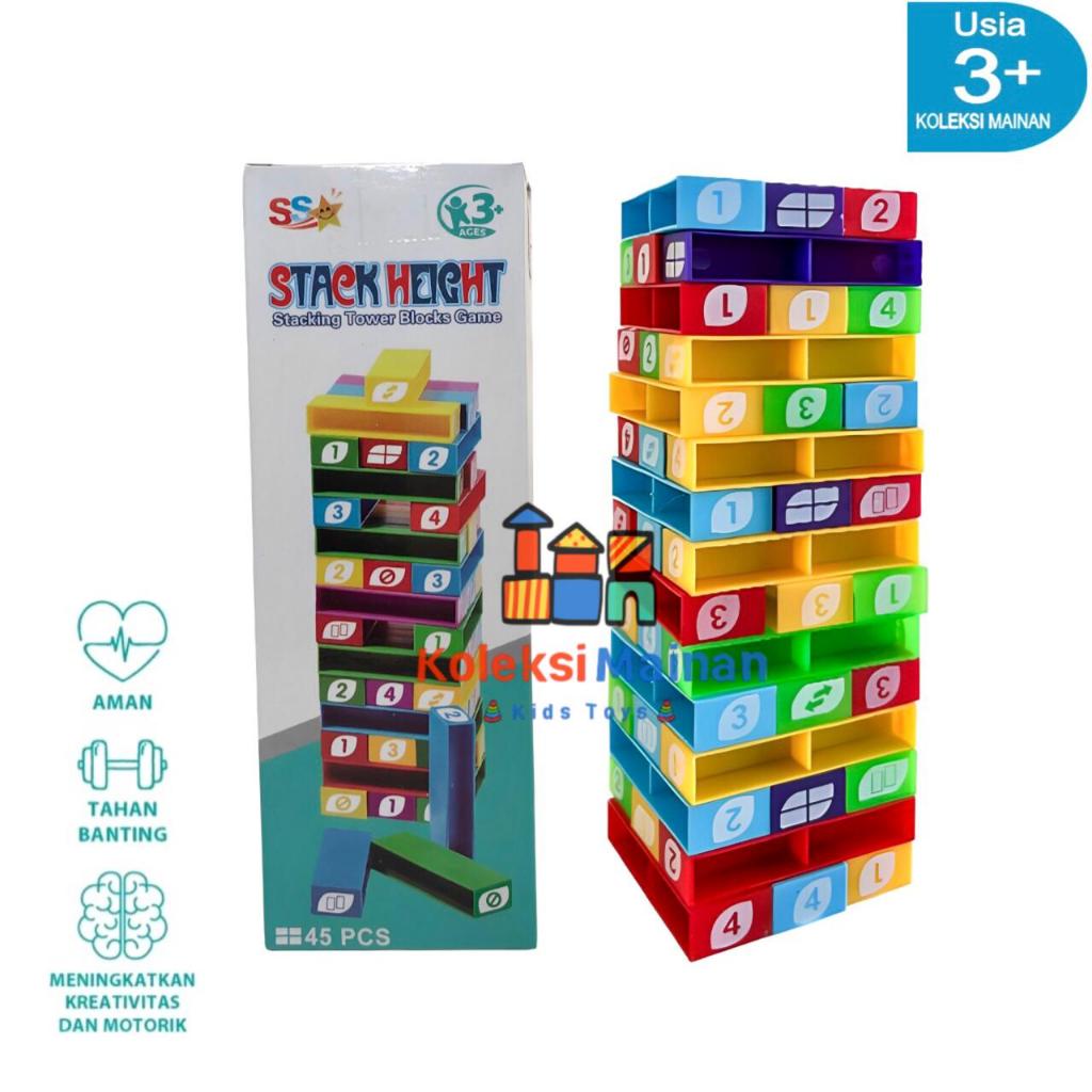 Jual Mainan stack height balok susun stacko tower mini permainan ...