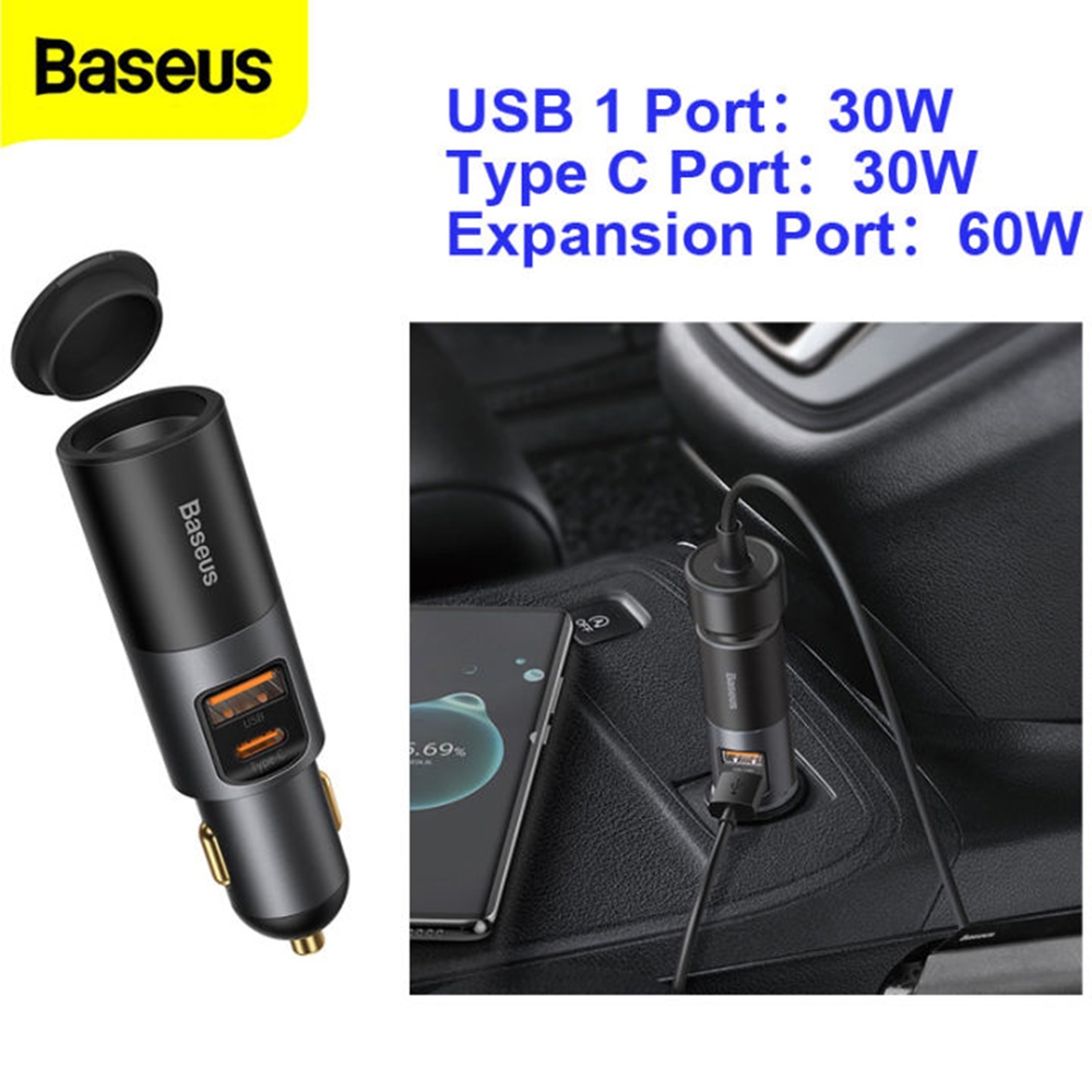 Jual Baseus Car Charger 120W With Lighter Rokok USB Type C Share ...