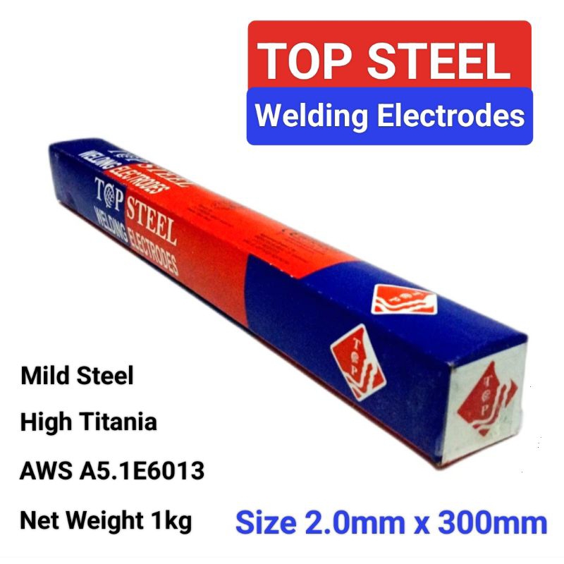 Jual Kawat Las Listrik Besi Baja TOP STEEL size 2.0mm x 300mm kemasan isi 1Kg | Shopee Indonesia