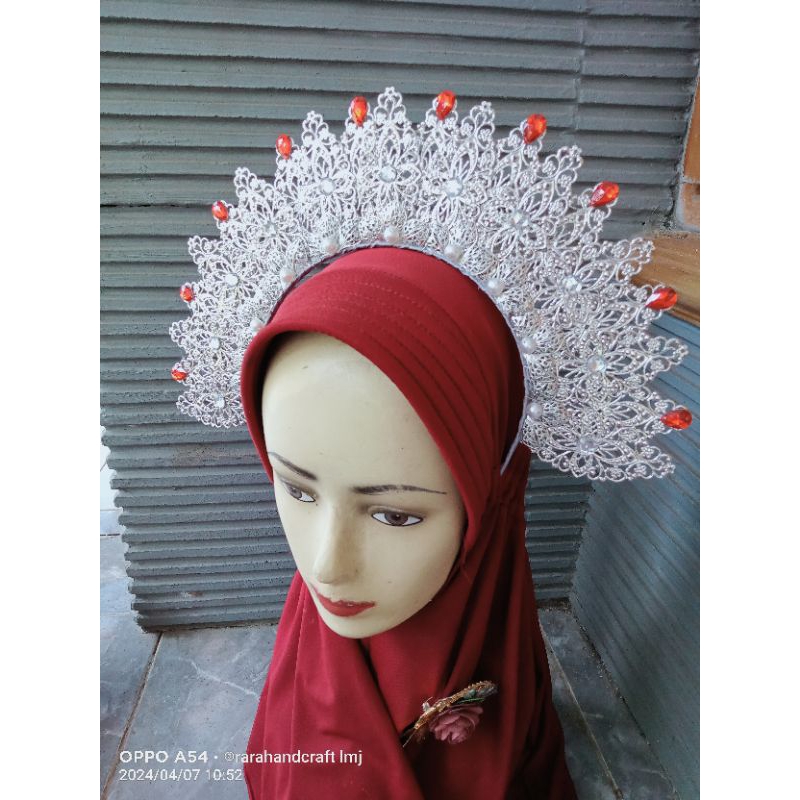 Jual (style 68)bando mini sunting/mahkota silver/bando tari adat bugis ...