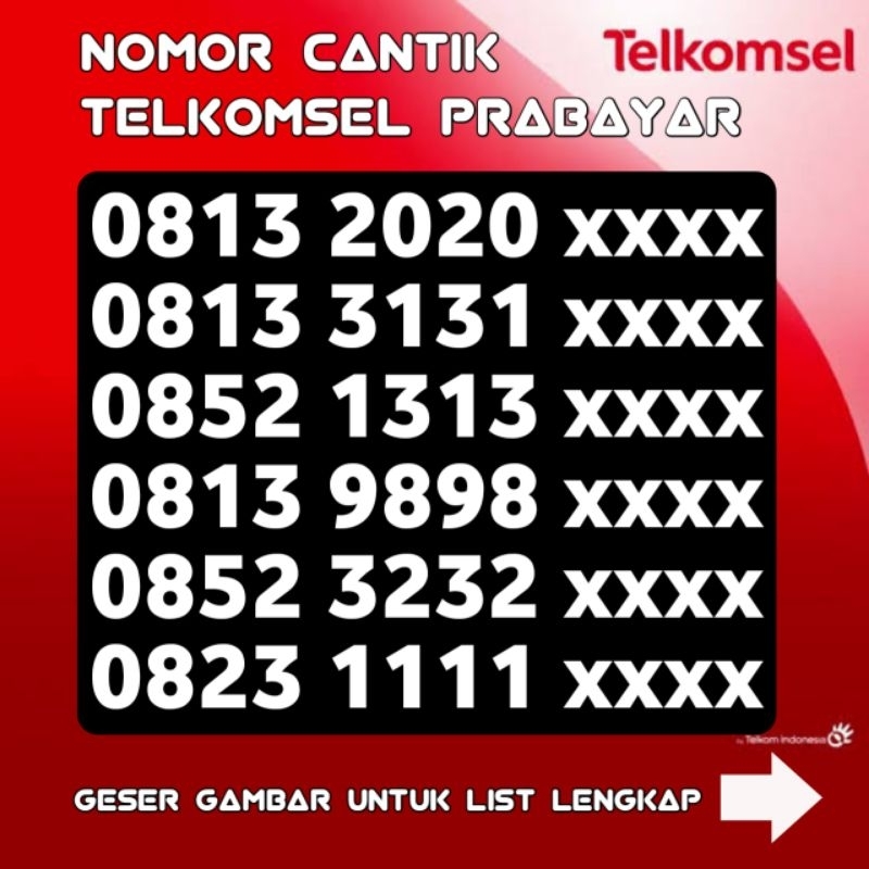 Jual Nomor Cantik Telkomsel Simpati ABAB CDCD Kartu AS AABB CCDD rapi ...
