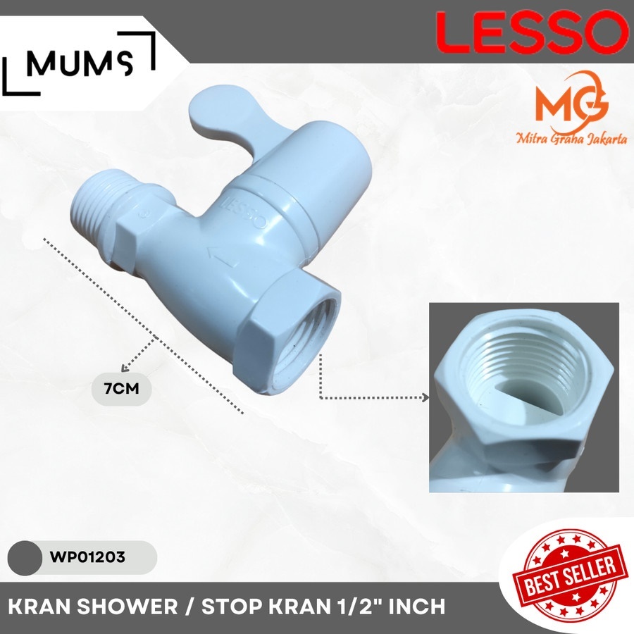 Jual Stop Kran Air Lesso 1/2" Inch Pvc Plastik Kran Shower Bidet Kamar ...
