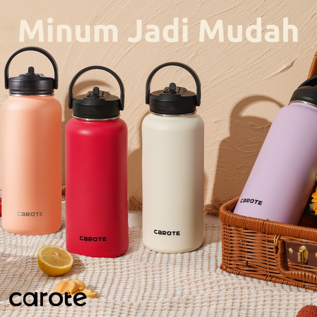 Jual CAROTE Botol Air Minum Stainless Steel dengan Sedotan, Botol Minum ...