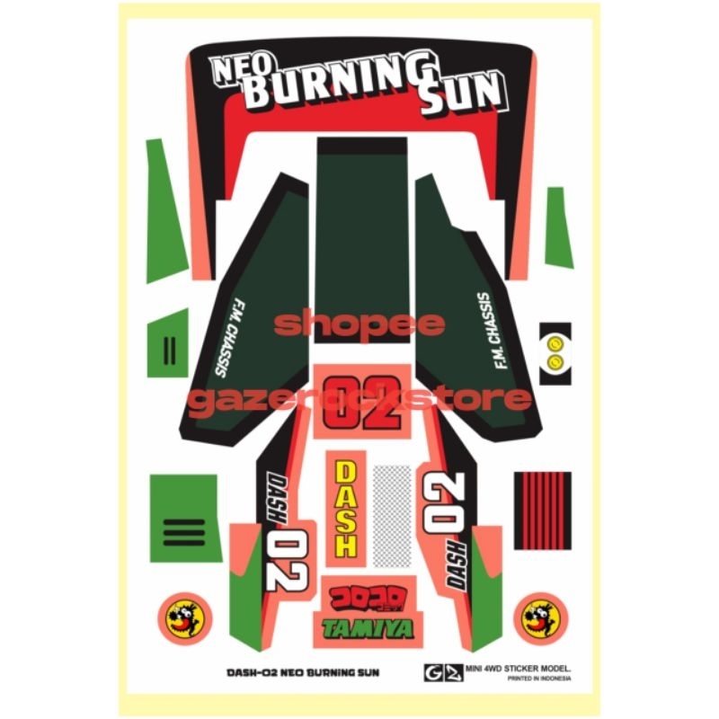 Jual Stiker Tamiya Dash-02 Neo Burning Sun Cutting Vinyl | Shopee Indonesia
