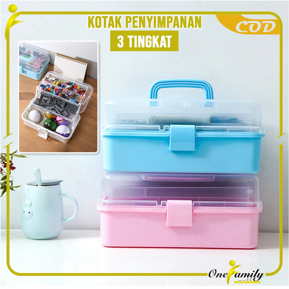 Jual ONE-C1050 Kotak Penyimpanan Kotak Obat 3 Tingkat Tool Box / Kotak ...
