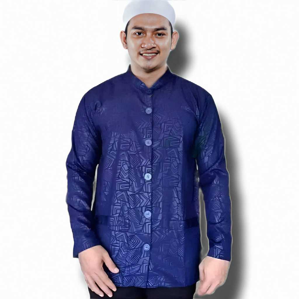 Jual BAJU KOKO HAIBAH EMBOS LENGAN PANJANG HABAIB NAVY KEMKO SULTAN ...