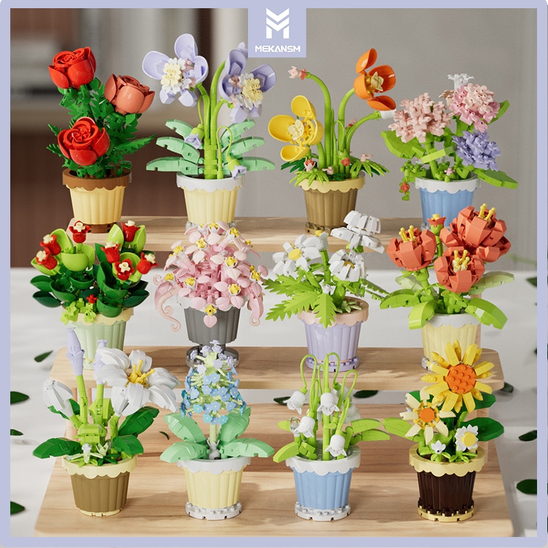 Jual MEKANSM DIY Mainan Balok Buket 3D Puzzle Bricks Hadiah Pot Tanaman ...