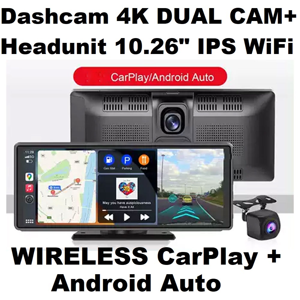 Jual All in 1 DASHCAM 4k DUAL CAMERA + HEAD UNIT WIRELESS ANDROID AUTO ...