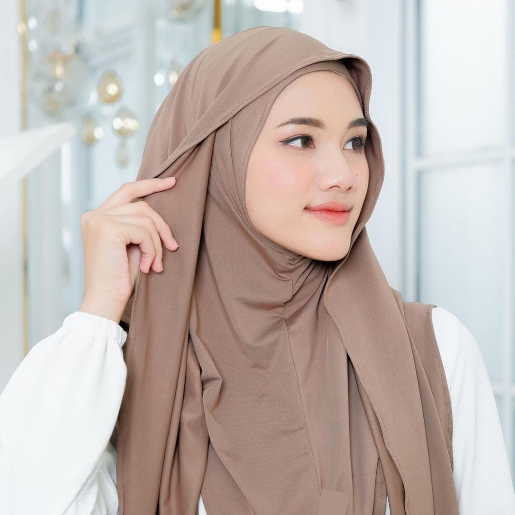 Jual TERMURAH Pasmina Kaos Jersey Inner Instan 3in1 l Pashmina Meleyot ...