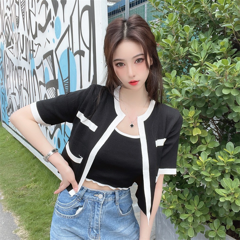 Jual AJWShop WAB Atasan Tanktop Cardigan Set Lengan Panjang Korean Style Kekinian Rajut Import ...