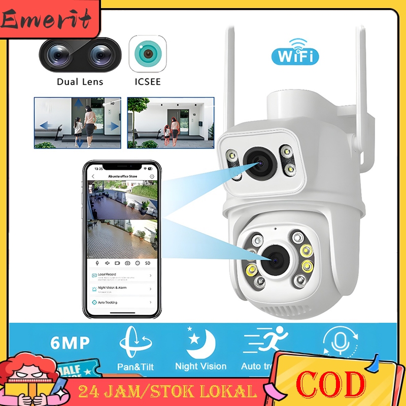Jual 【COD】 CCTV WiFi Outdoor 6MP Dual Lens 360° PTZ IP Camera WIFI ...
