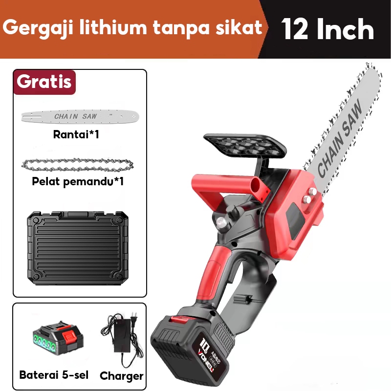 Jual Gergaji Listrik Rantai Brushless12 Inch Chainsaw tanpa kabel daya ...