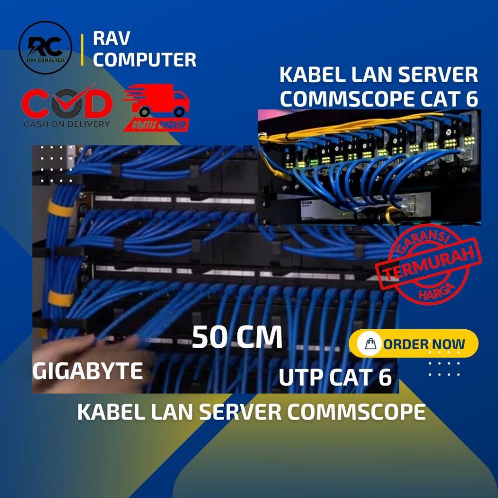 Jual KABEL LAN SERVER CUSTOM BY RAV SOLUTION 50 CM COMMSCOPE CAT 6 ...