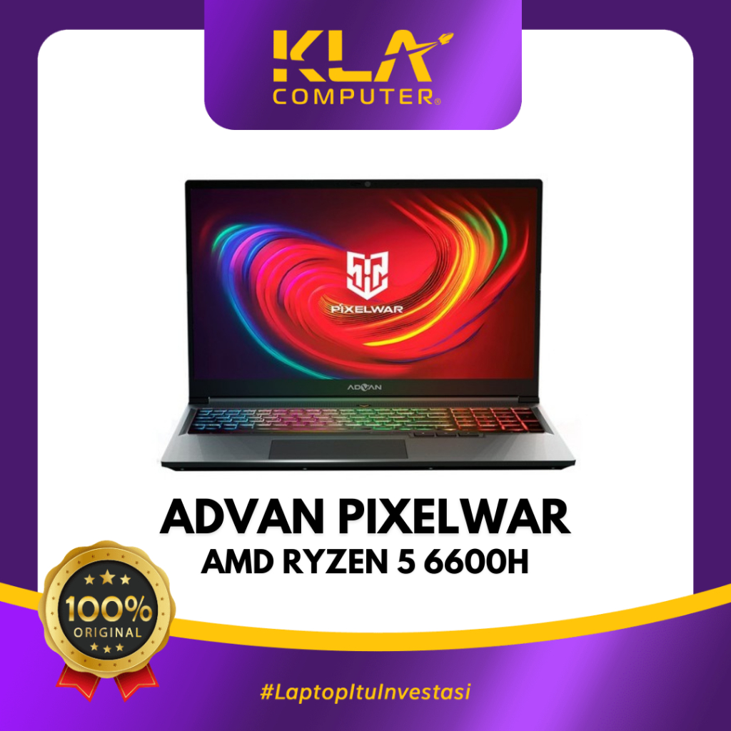 Jual ADVAN Laptop Gaming Pixelwar AMD RYZEN 5 6600H 16” 2.5K IPS 16GB ...