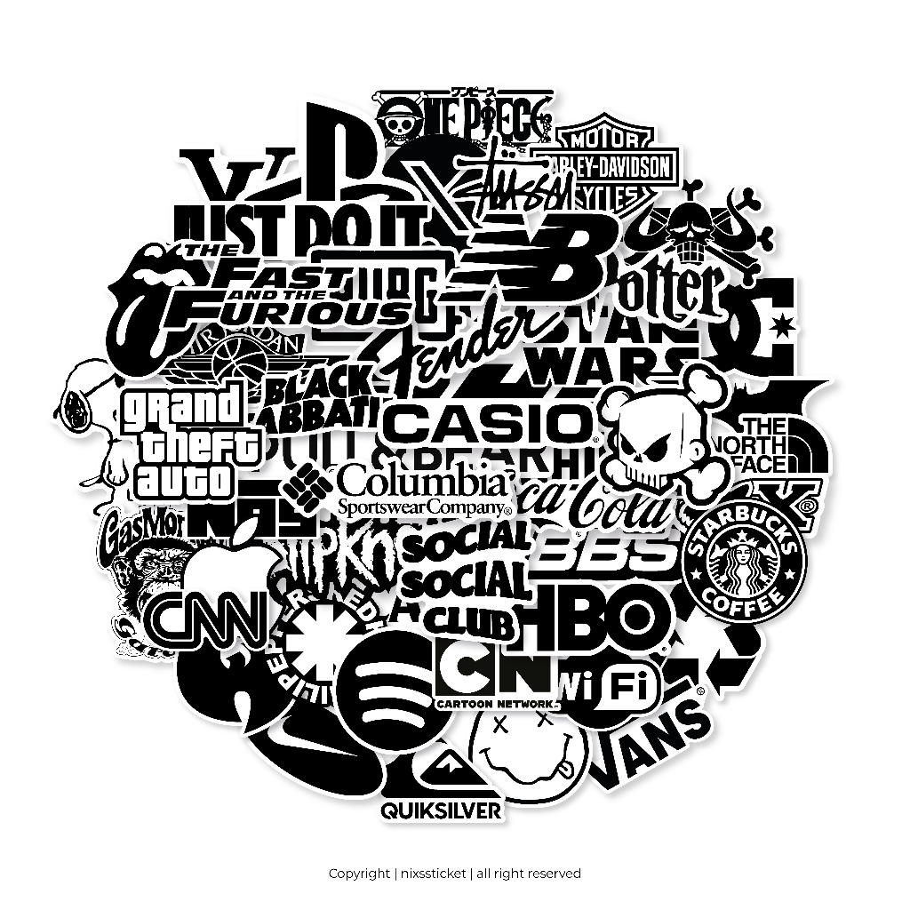 Jual [READY] STICKER PACK | LOGO RANDOM HITAM PUTIH | 50 PCS | KISSCUT ...