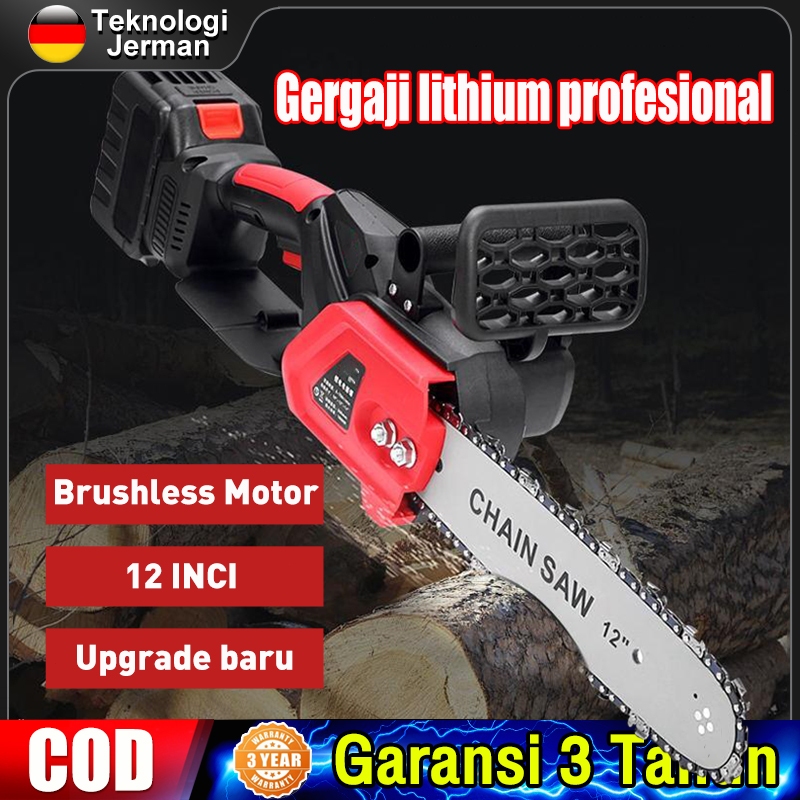 Jual Cordless Gergaji 12 Inch Portable Genggam Lithium Chain Saw Mesin ...