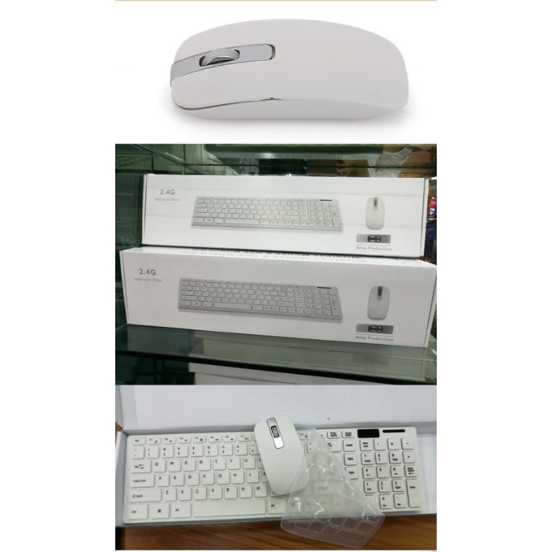 Jual {JO}Keyboard mouse wireless K06 hitam putih elegan ringan tanpa ...