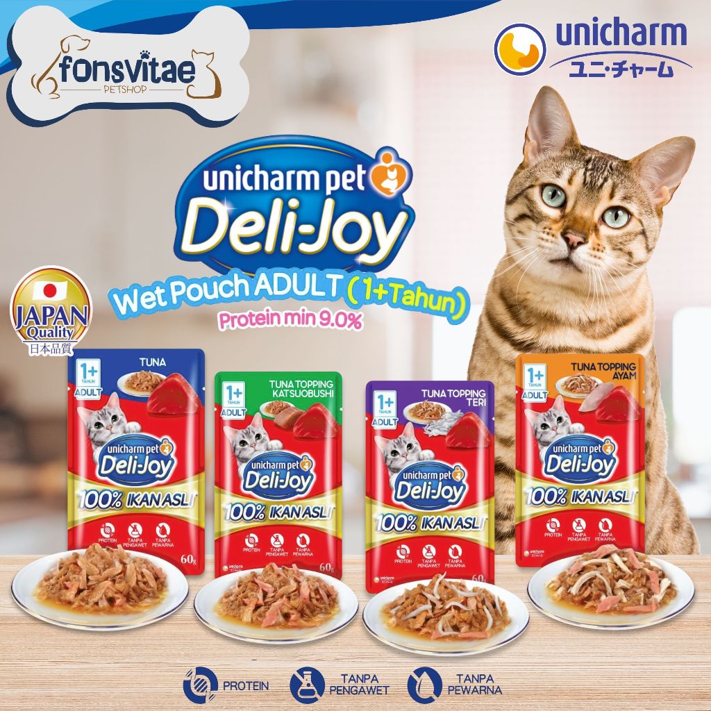 Jual Deli Joy pouch Makanan Kucing Premium Basah 60gr | Shopee Indonesia