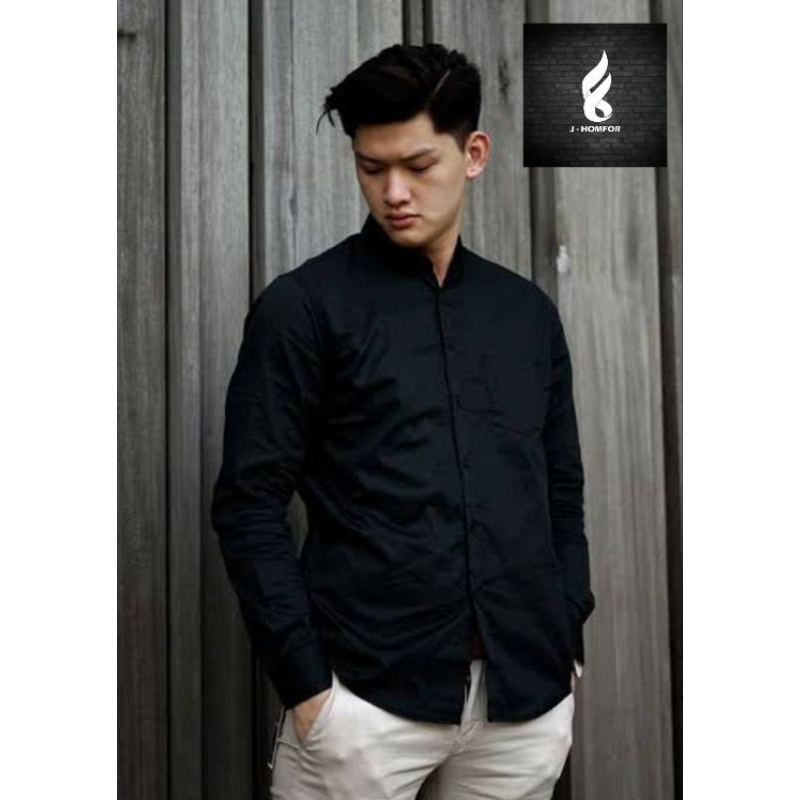 Jual Kemeja Hitam Polos Panjang Pria basic slimfit Original Hurley Best ...