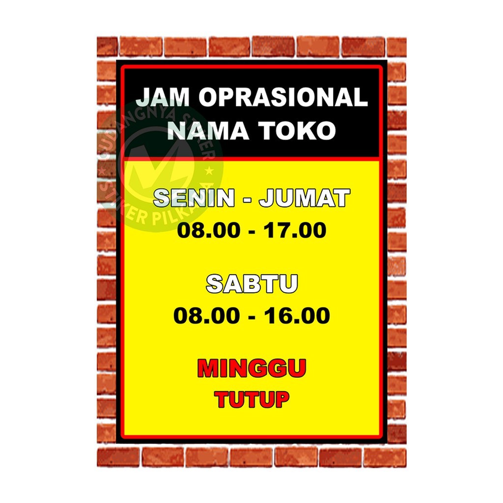Jual STIKER JAM OPRASIONAL TOKO UKURAN A4 | Shopee Indonesia