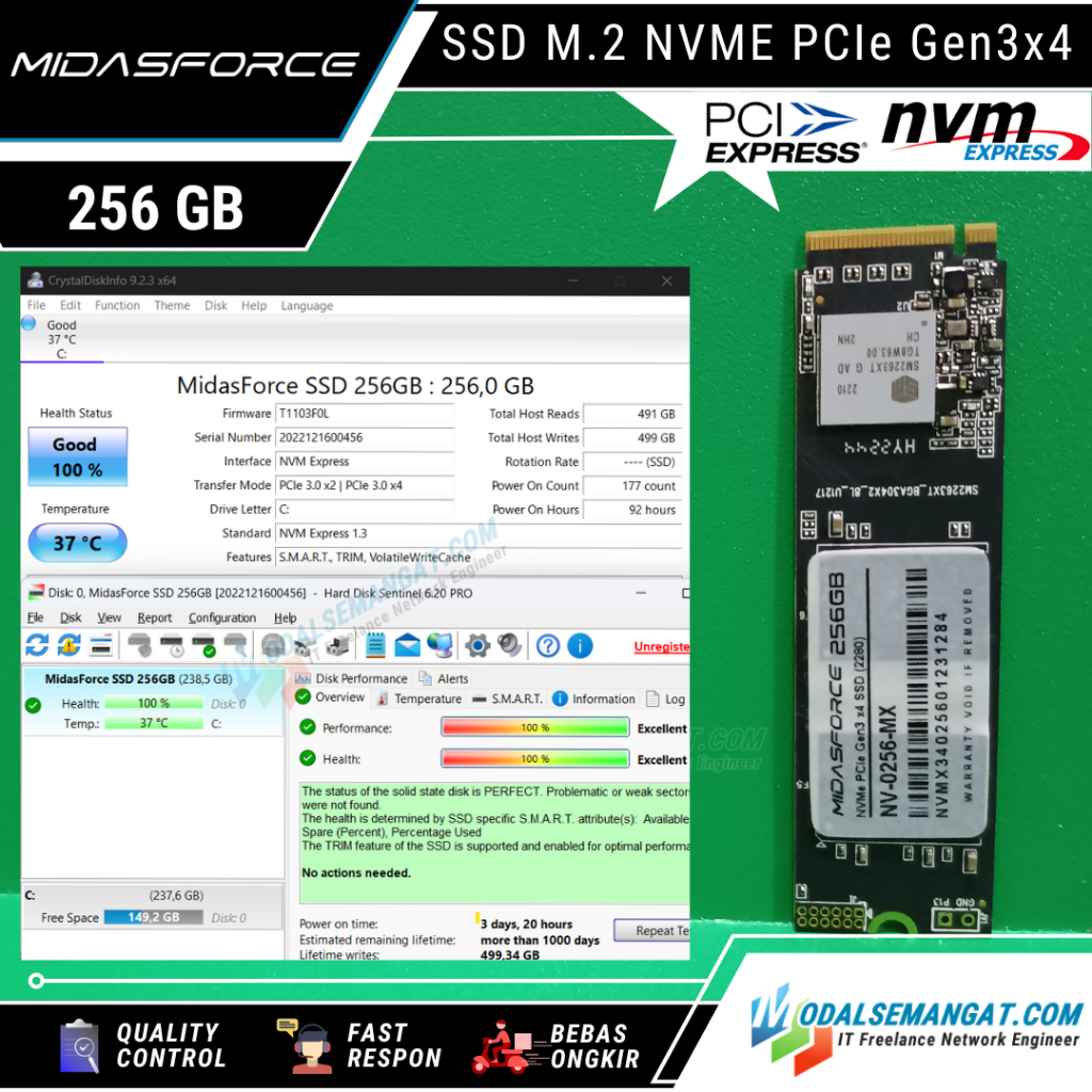 Jual SSD M.2 NVME 256GB Midasforce PCIe Gen3x4 2280 | Shopee Indonesia