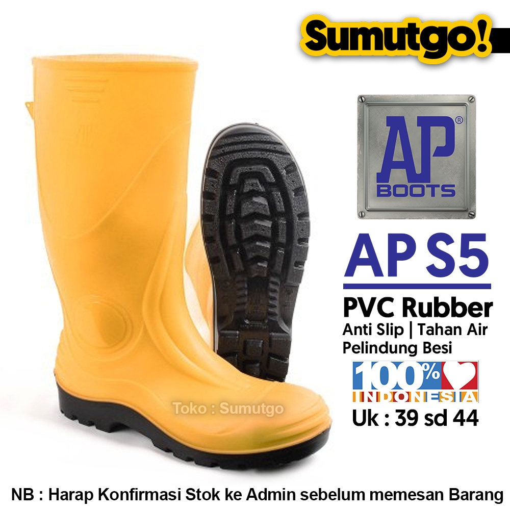 Jual AP Boots S5 Sepatu Boot Safety Karet Kuning PVC Boot Hujan Anti ...
