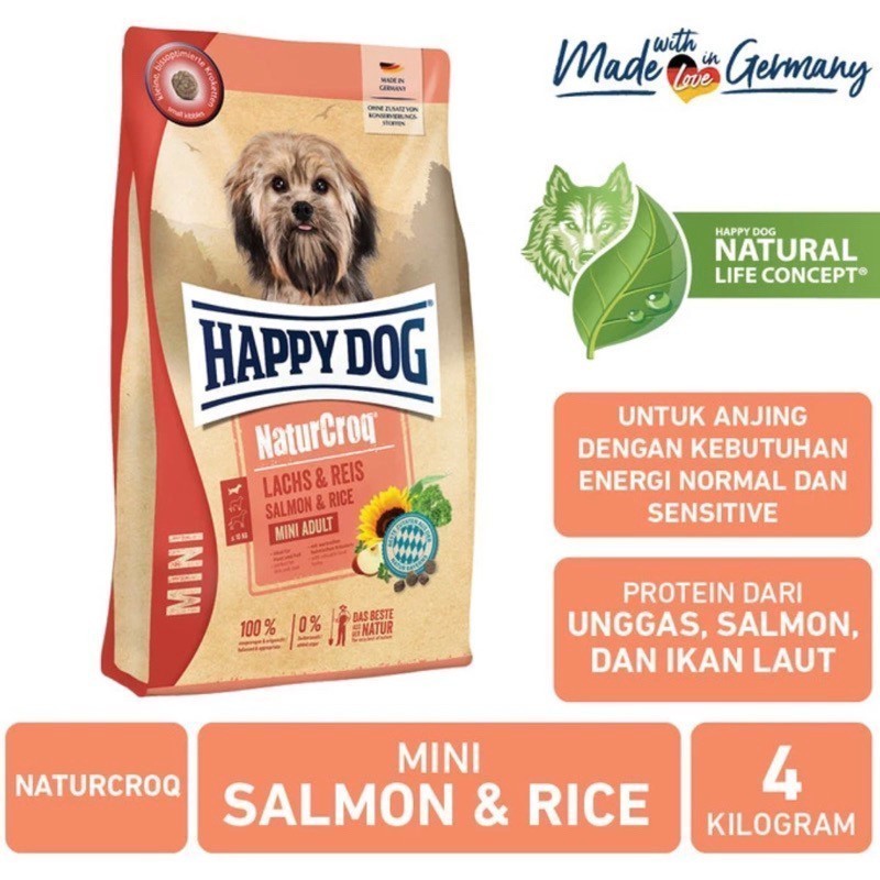 Jual Happy Dog Mini Naturcroq Salmon Rice 4kg | Shopee Indonesia