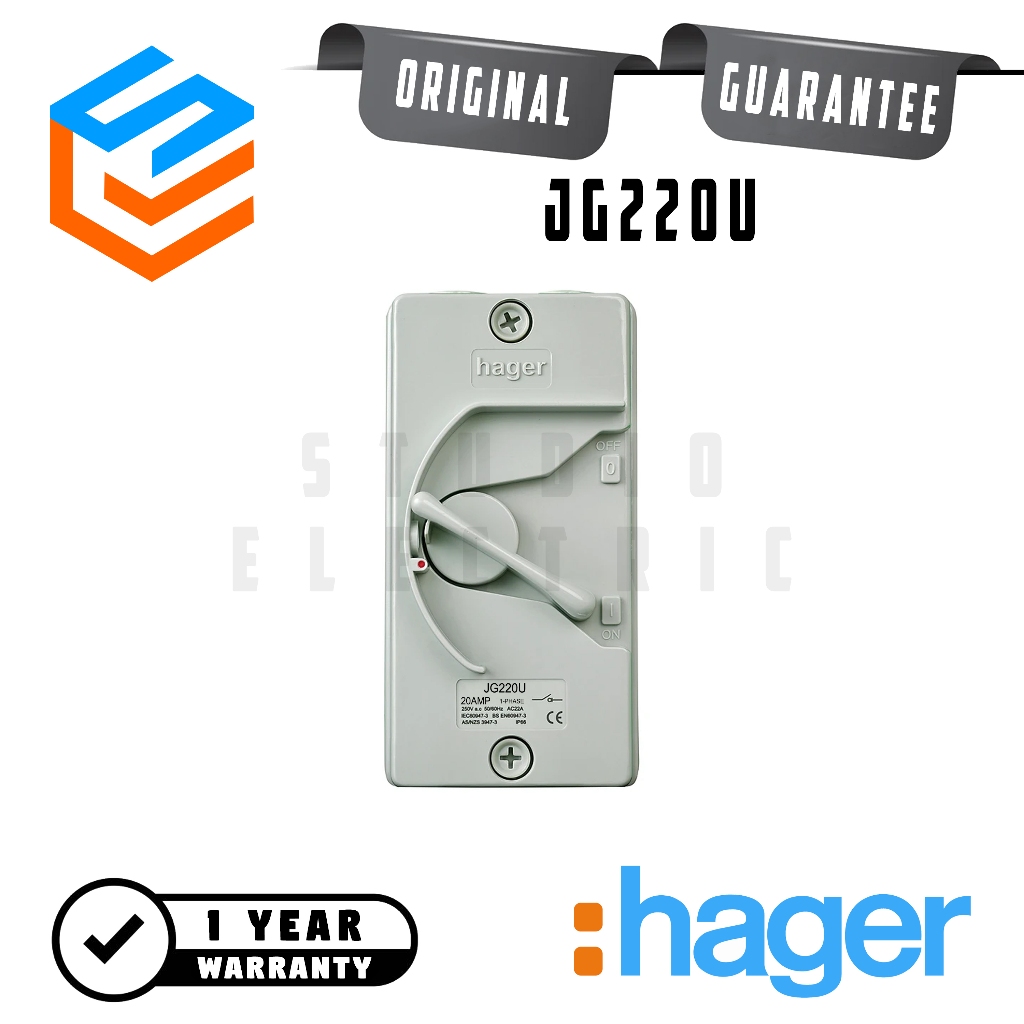 Jual Hager JG220U Utility Isolator Switch 2P 20A Isolating IP66 ...