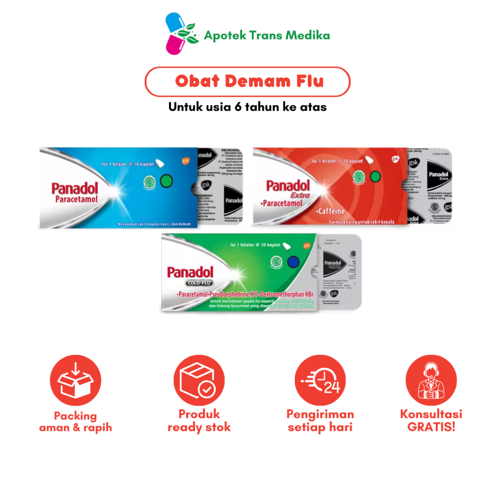Jual Panadol Sakit Kepala dan Demam/ Extra/ Cold Flu untuk Gejala Flu ...