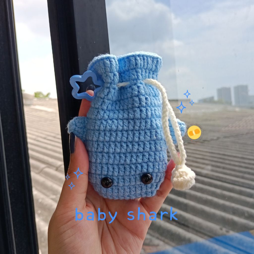 Jual Baby Shark TWS Pouch Rajut | Airpods Pouch Rajut | Mini Pouch Lucu ...