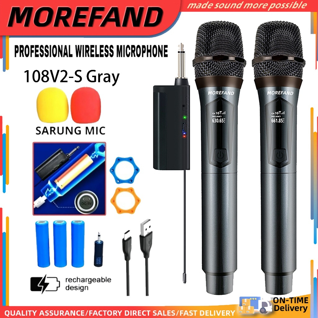 Jual Wireless Microphone karaoke Mikrofon nirkabel dengan Treble/Bass ...