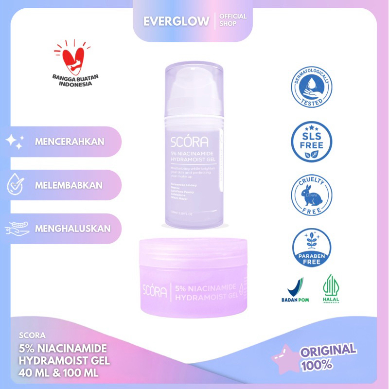 Jual SCORA 5% Niacinamide Hydramoist Gel 40 ML & 100 ML Pelembab Wajah yang Mencerahkan Kulit ...
