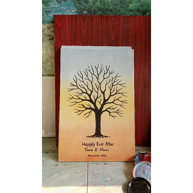 Jual Lukisan Kanvas Pohon Wedding 40x60cm Asli Buatan Tangan Bukan ...